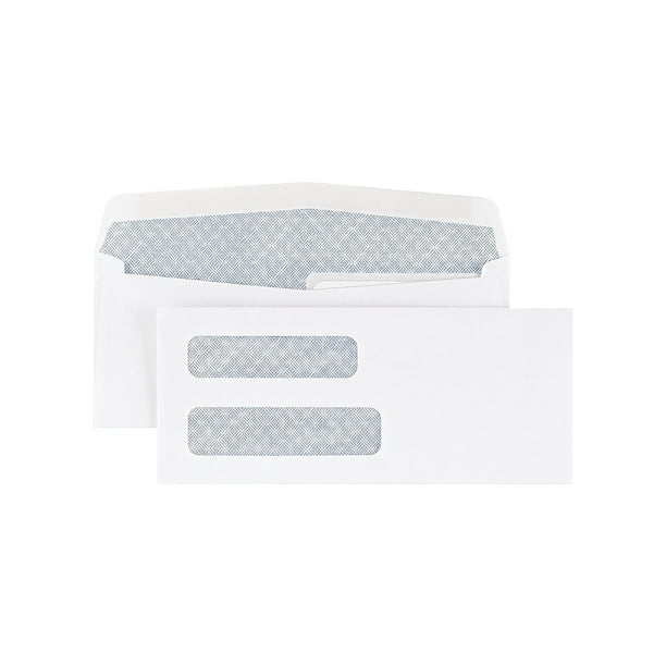 Staples #8 5/8" Check-Size Double Window Security-Tint Gummed Envelopes ...