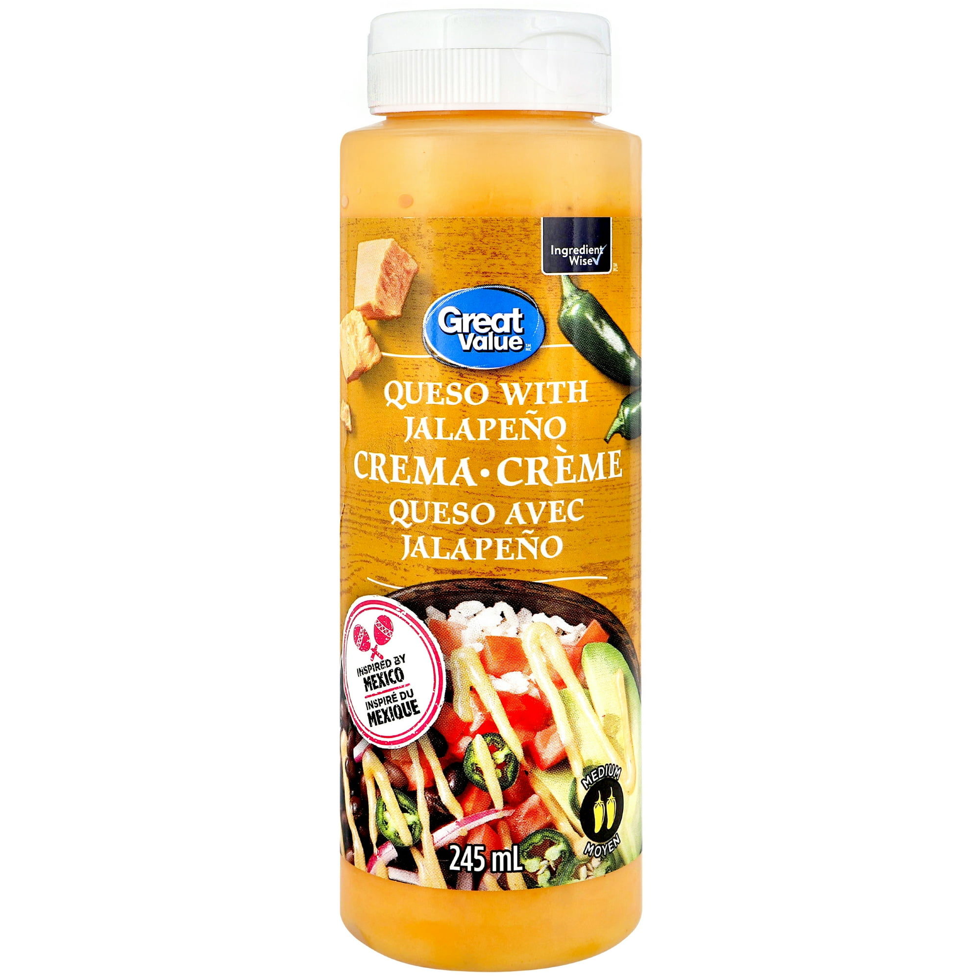 Click here for Great Value Queso With Jalapeño Crema 245 Ml prices