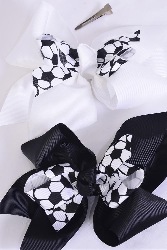 Hair Bow Cheer Type Bow Double Layered Soccer Sport Grosgrain Bowtie ...