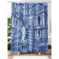 Blue Abstract Art Shower Curtain, Classical World-famous Buildings ...