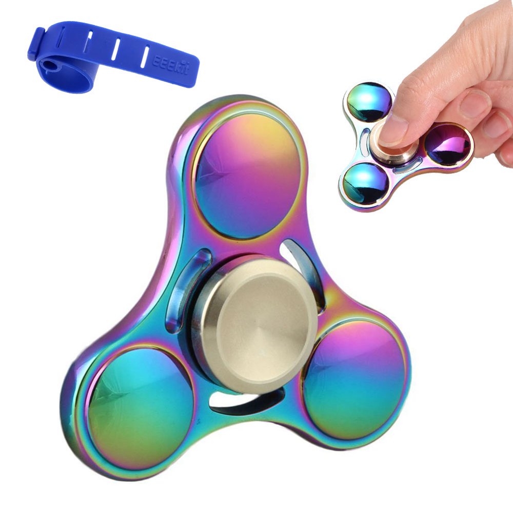 1pc Packs Rainbow Brass EDC Tri Fidget Spinner High Speed Metal Copper ...