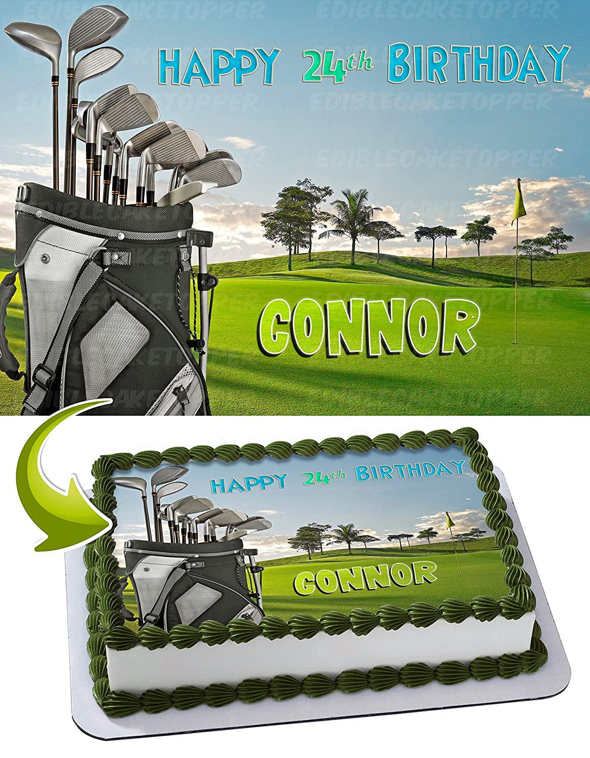 Golf Edible Cake Image Topper Personalized Picture 1/4 Sheet (8"x10.5 ...