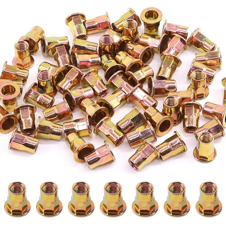 60Pcs M8 Half Hex Body Flange Rivet Nuts Zinc Plated Carbon Steel Flat ...