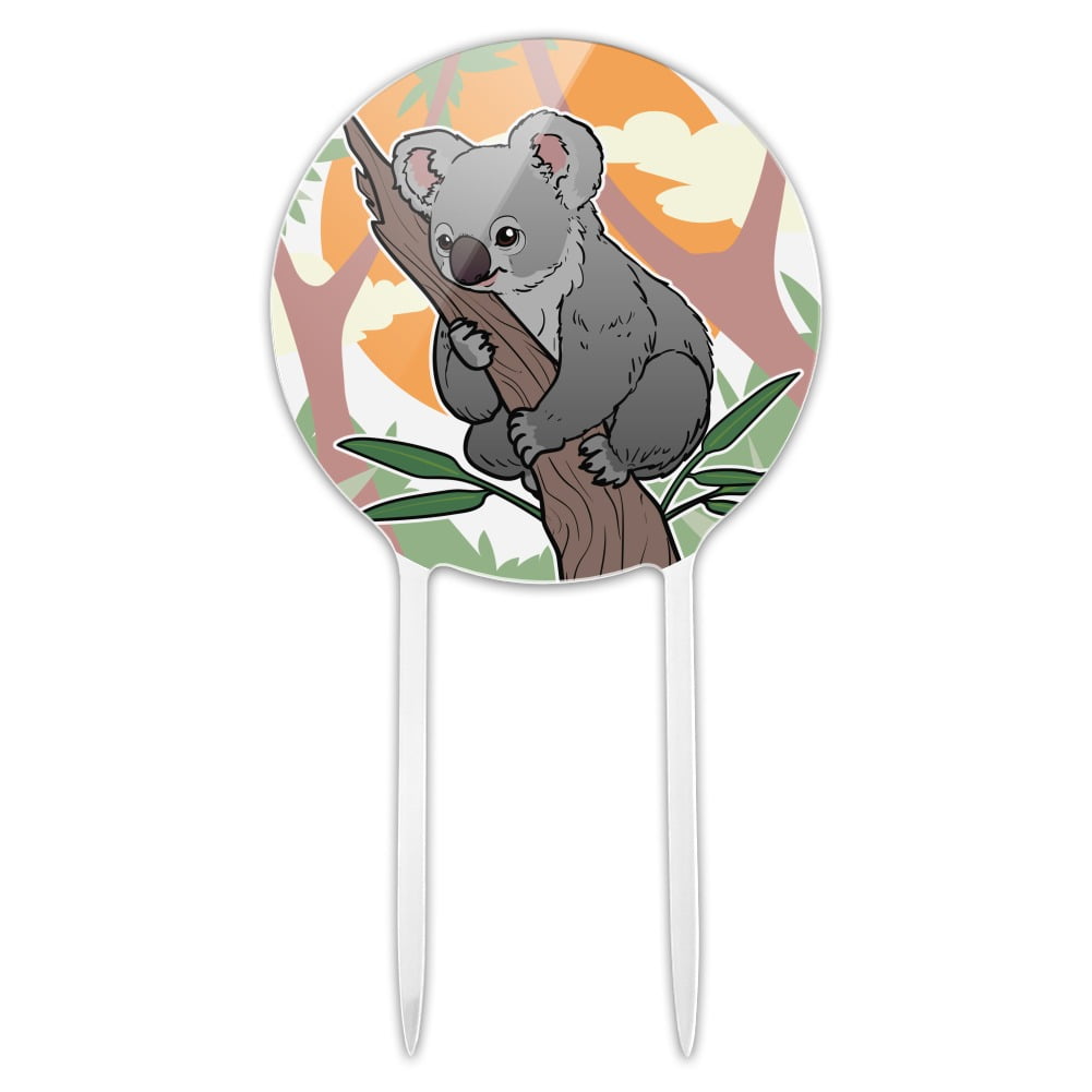 Acrylic Koala Resting on Eucalyptus Tree Cake Topper Party Decoration ...