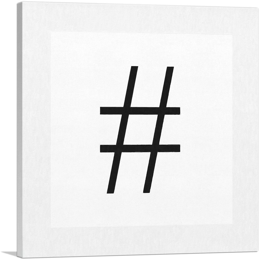 ARTCANVAS Modern Black and White Gray Serif Alphabet Number Sign Hash ...