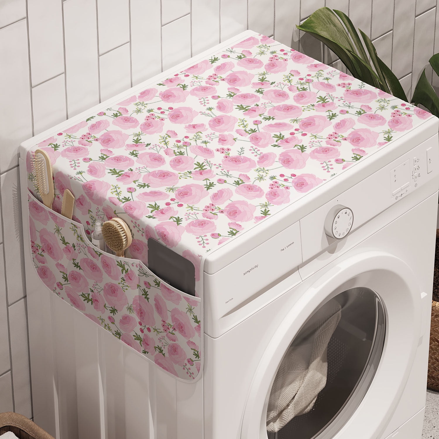 Floral Washing Machine Organizer, Spring Pattern of Ranunculus Flowers ...