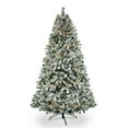 BaytoCare 7 ft Christmas Tree, Pre-lit Artificial Hinged Flocked Tree ...