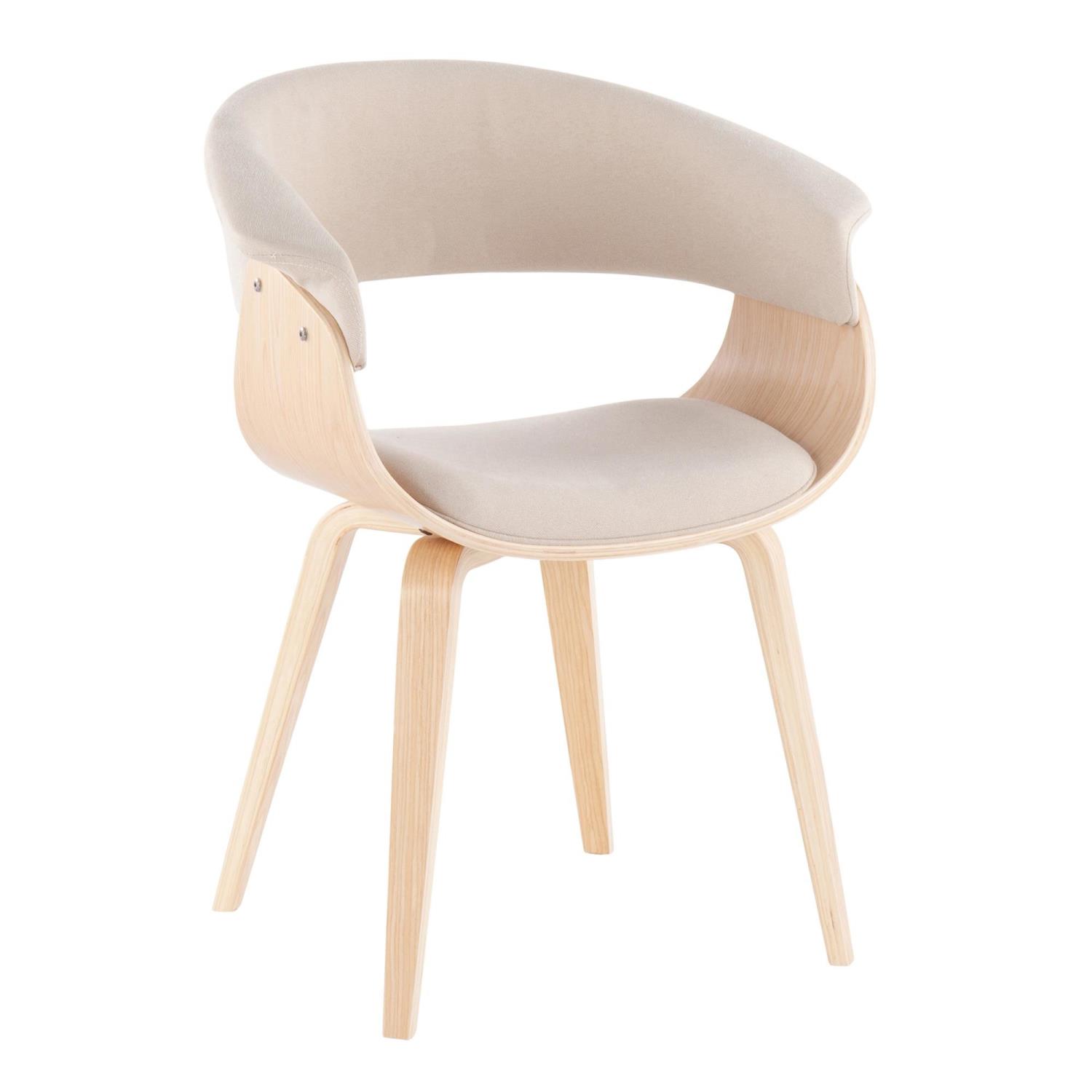 Lumisource Vintage Mod Chair With Natural Wood And Cream Fabric CH ...