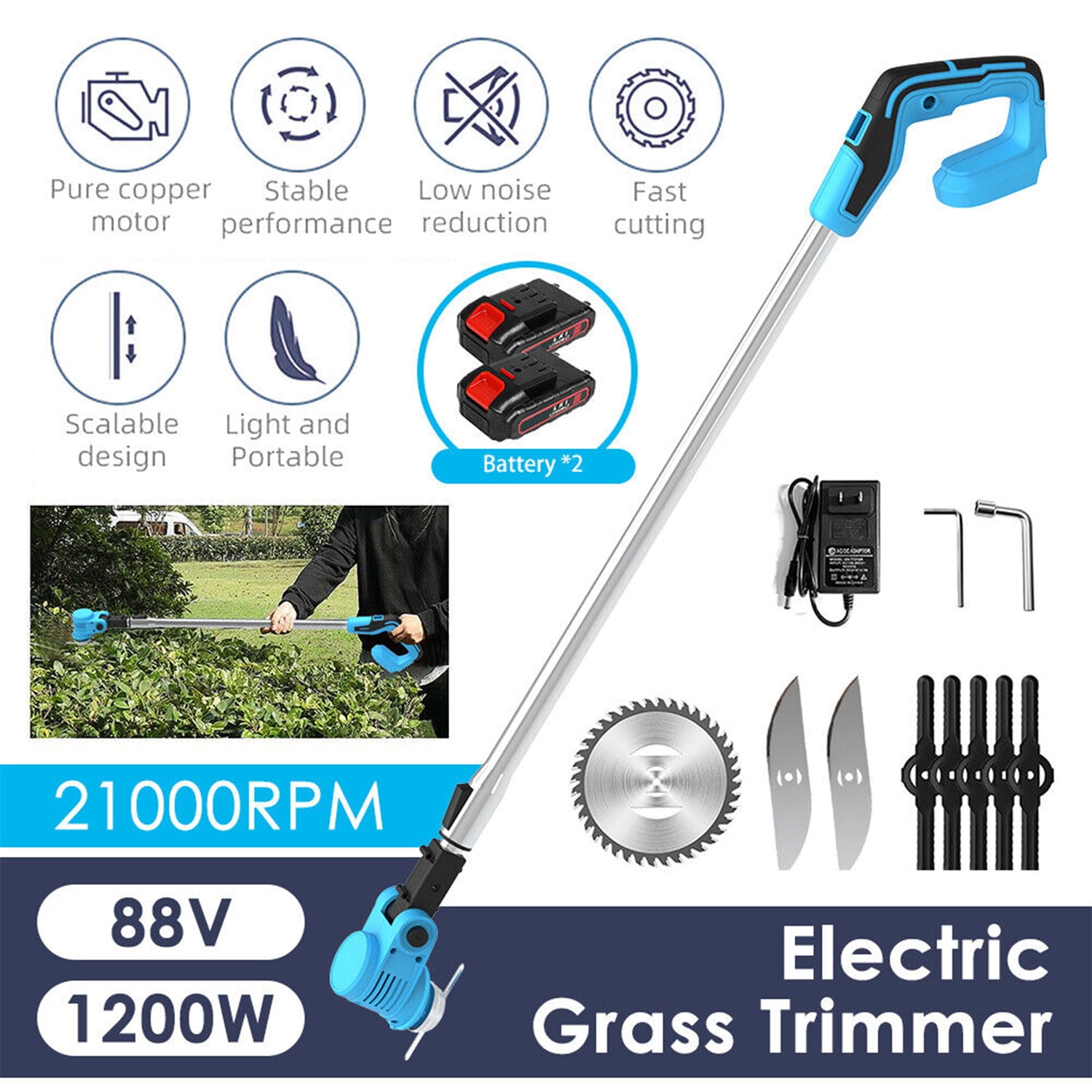 Battery Powered Electric Brush Cutter Garden Edger Cutter Pruning Kit ...