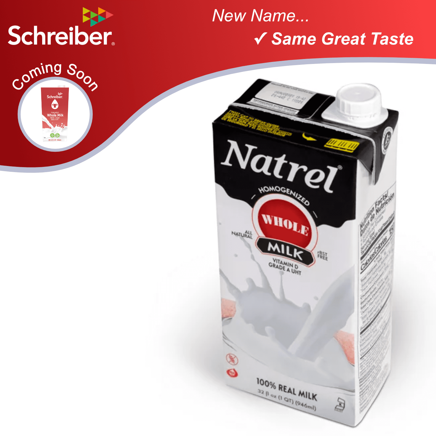 (6 Pack) Natrel Natural Homogenized Whole Milk, 32 Fl Oz - Walmart.com