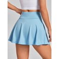 Blue Wide Waistband A-Line Skater Skirt With Hidden Phone Pocket ...