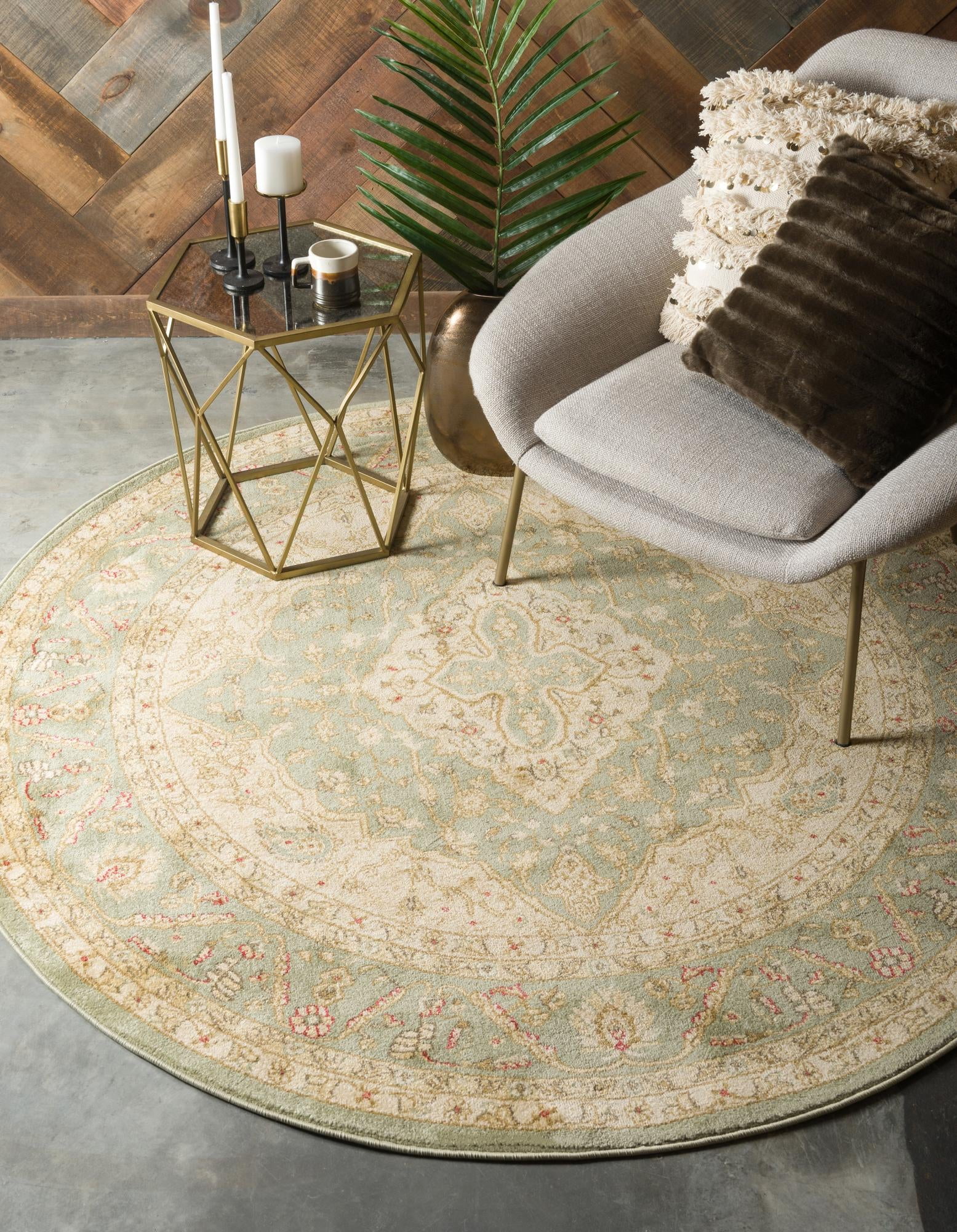 Rugs.com Chelsea Collection Rug – 6' Round Light Green Medium Rug ...