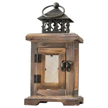 BambooMN - 12" Decorative wooden farmhouse lanterns - Large rustic ...