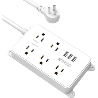 Uninex Black Flat Right Angle Plug 6 AC Outlet 12 Foot 14/3 AWG ABS ...