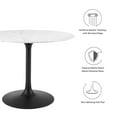 Modway Lippa 40" Round Artificial Marble Dining Table in Black White ...