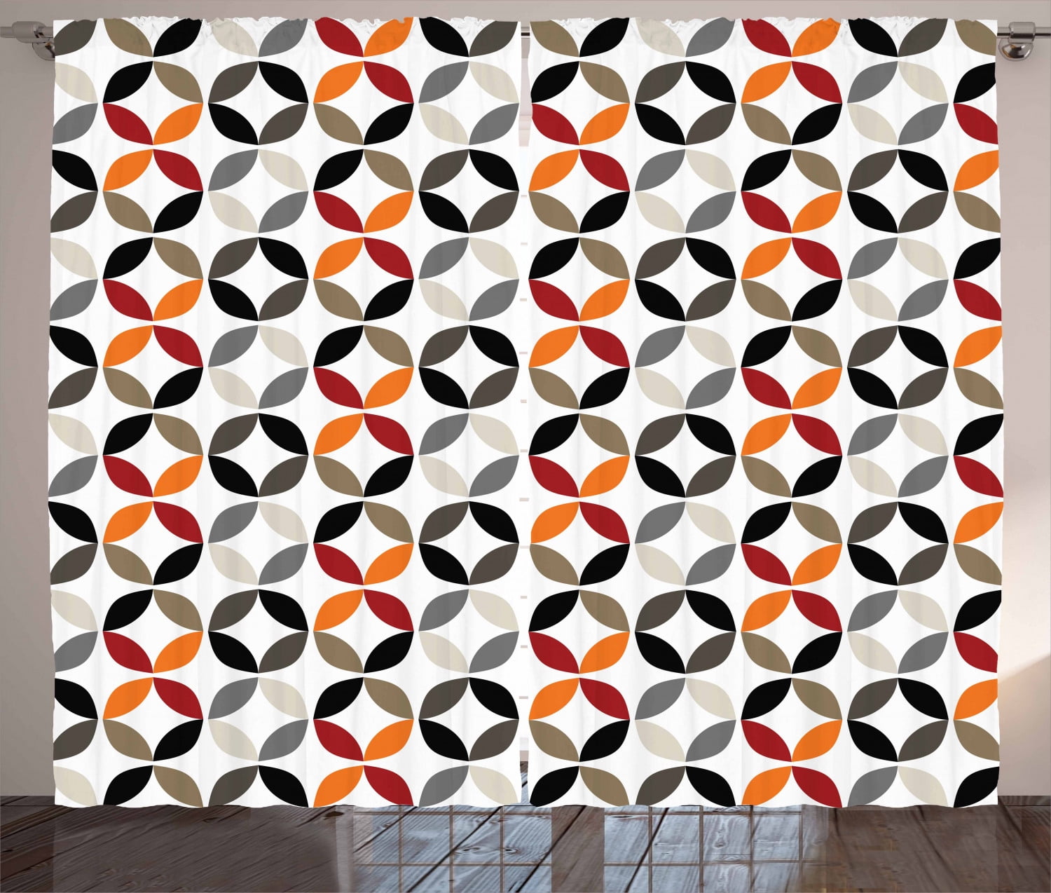 Geometric Circle Decor Curtains 2 Panels Set, Dimensional Ring Forms ...