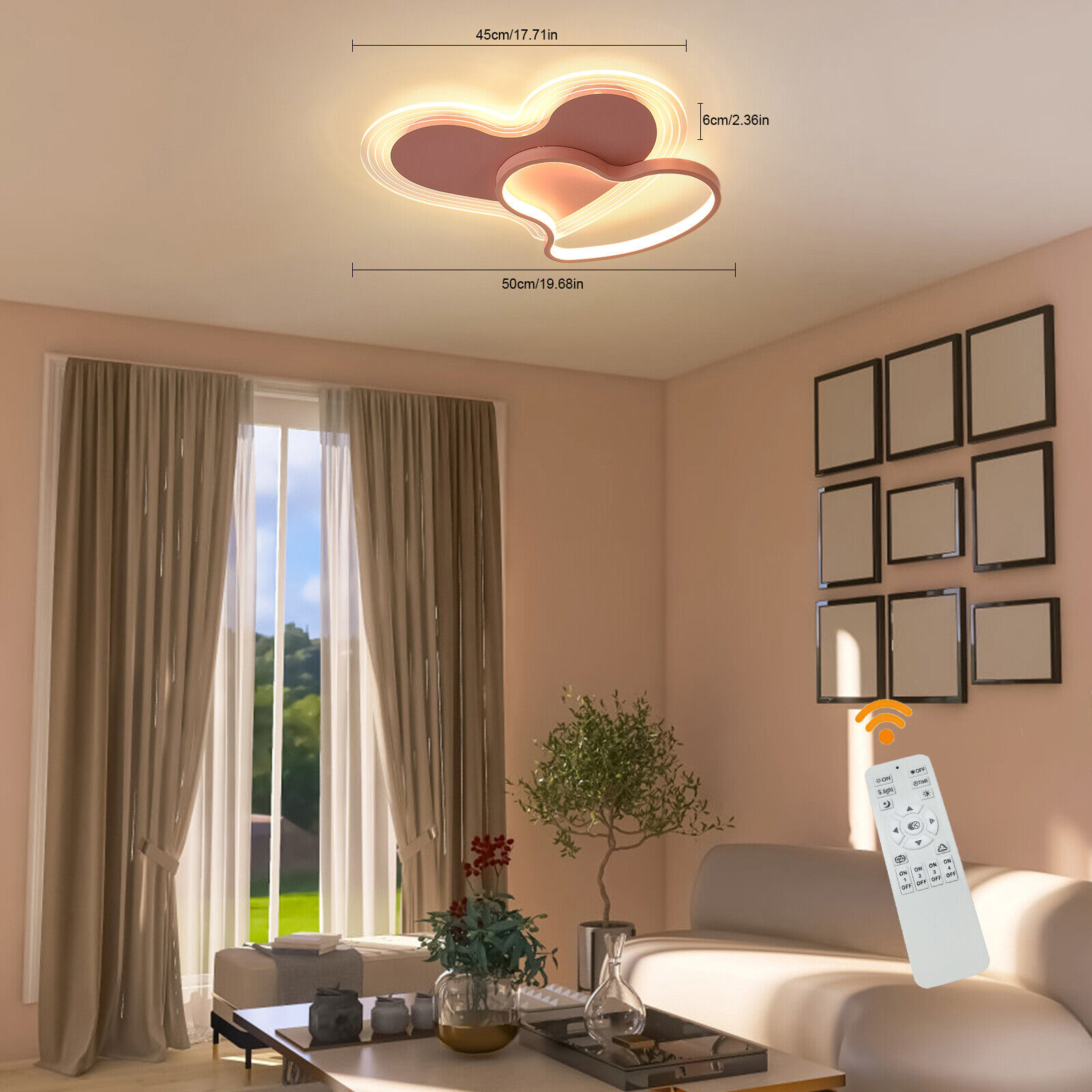 Modern Double Heart Shape Ceiling Light Kid's Room LED Chandelier ...