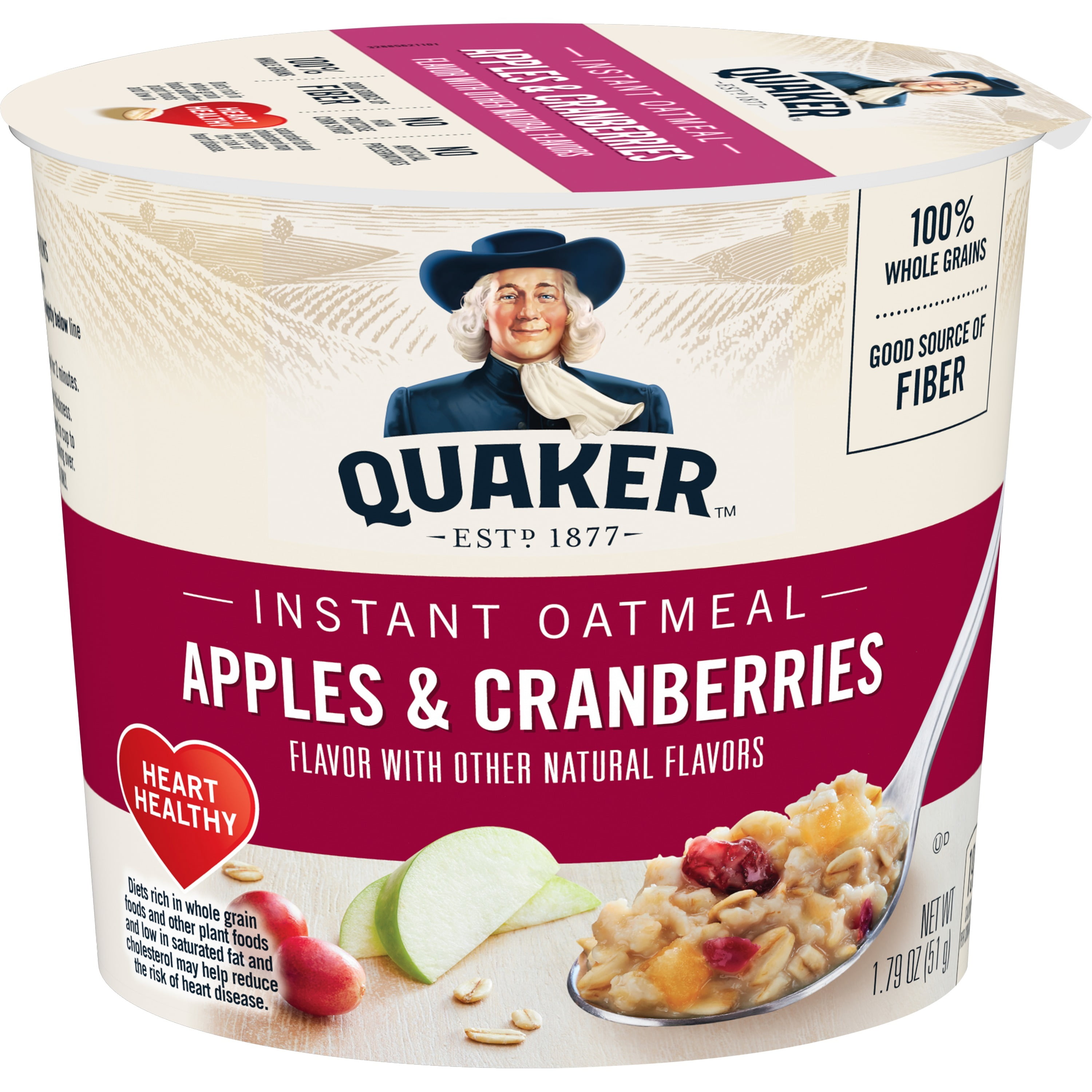 Quaker Instant Oatmeal, Apples & Cranberries, 1.79 oz Cup - Walmart.com ... Quaker Instant Oatmeal, Apples & Cranberries, 1.79 oz Cup - Walmart.com ...