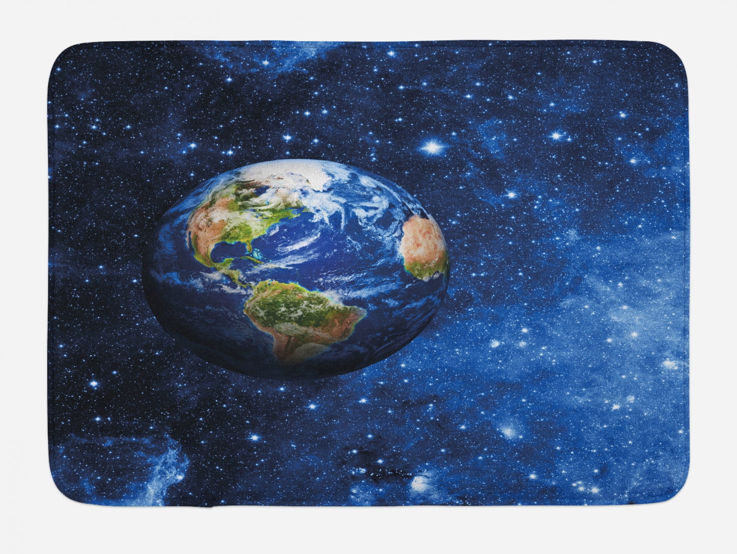 Space Bath Mat, Outer View of Planet Earth in Solar System with Stars ...