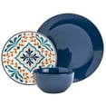 Tabletops Gallery 12 Piece Isabella Blue Patterned Ceramic Dinnerware ...