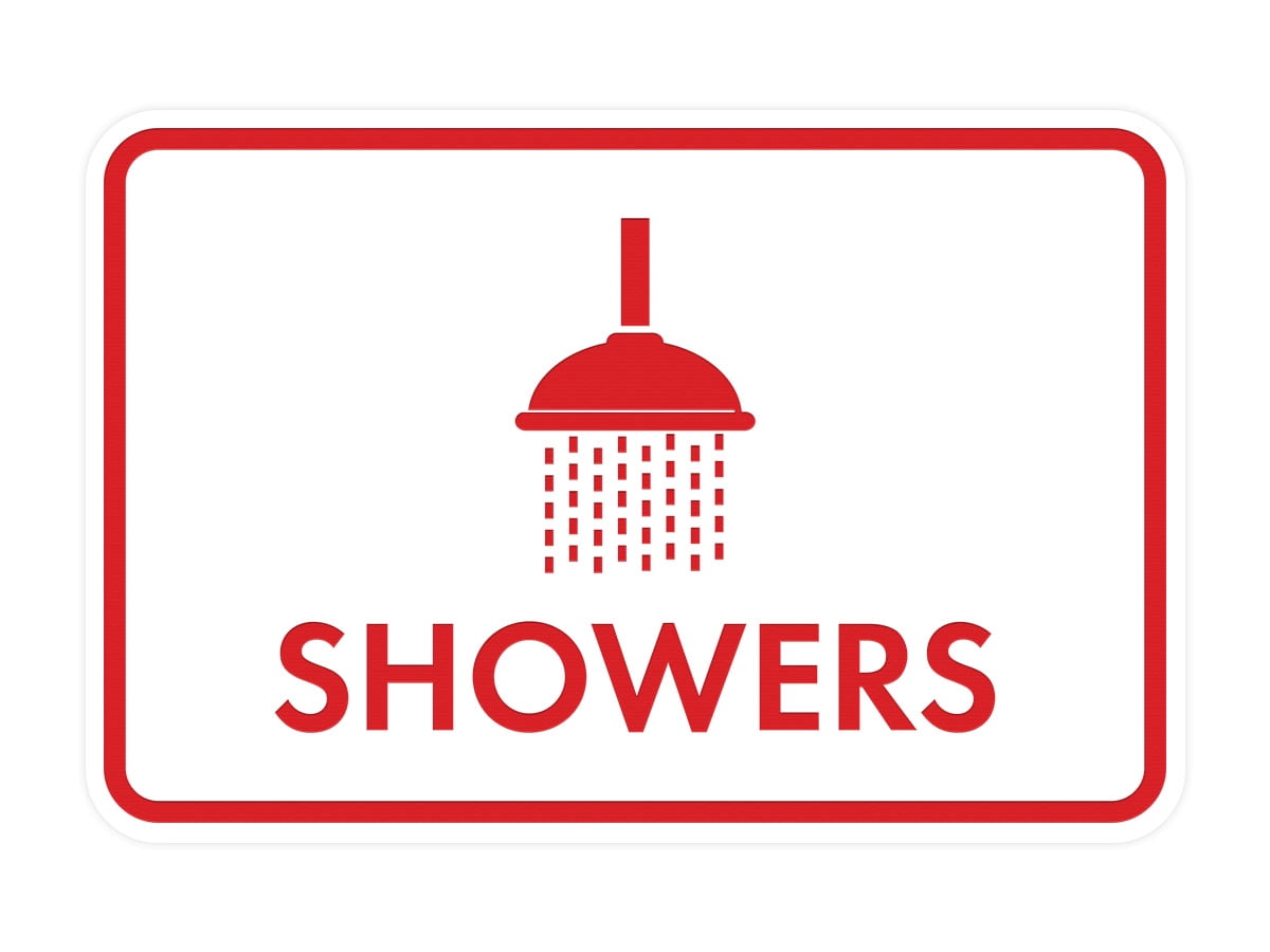 Classic Framed Showers Sign (White/Red) - Large - Walmart.com