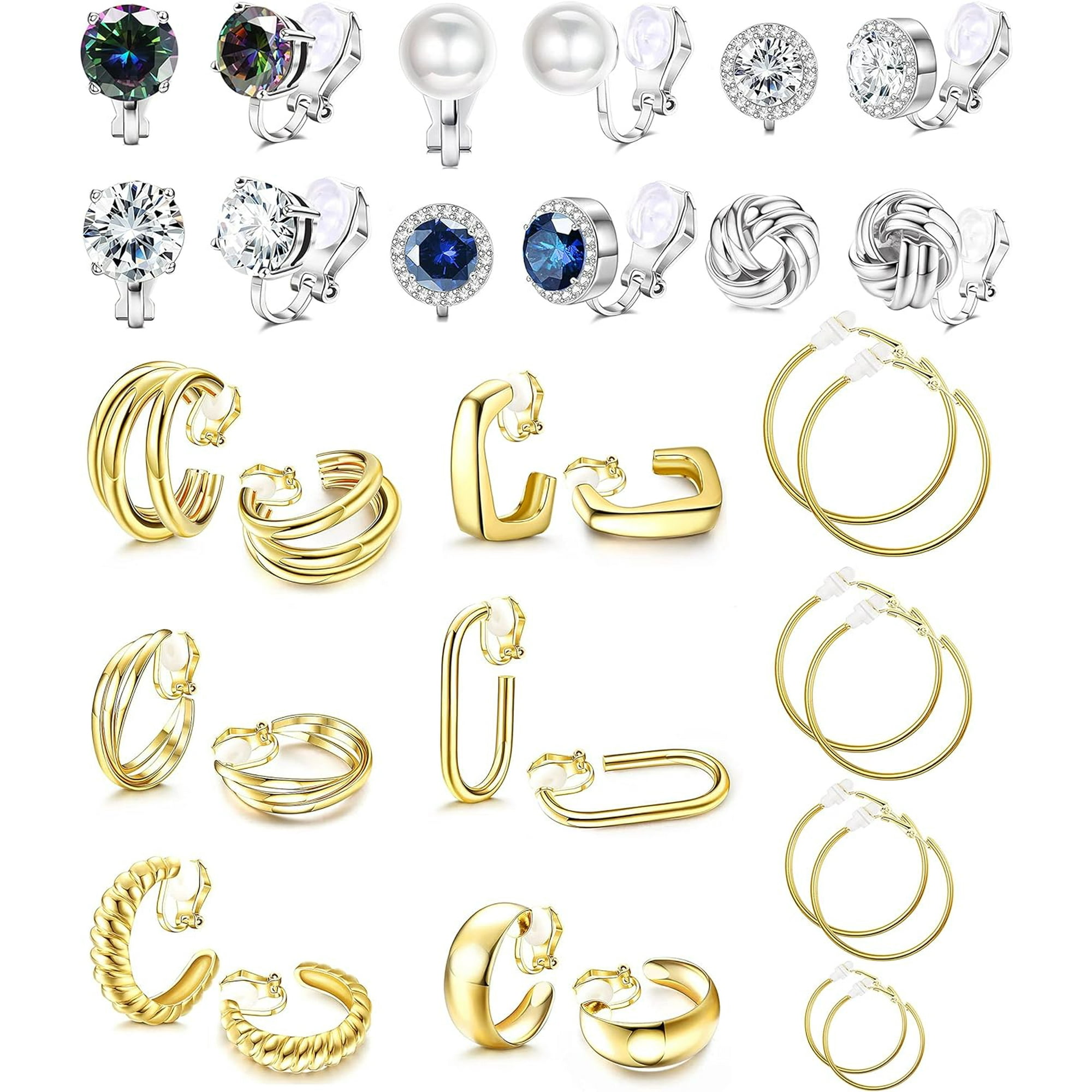 Click here for Surjde 16 Pairs Clip On Earrings For Women 14k Gol... prices