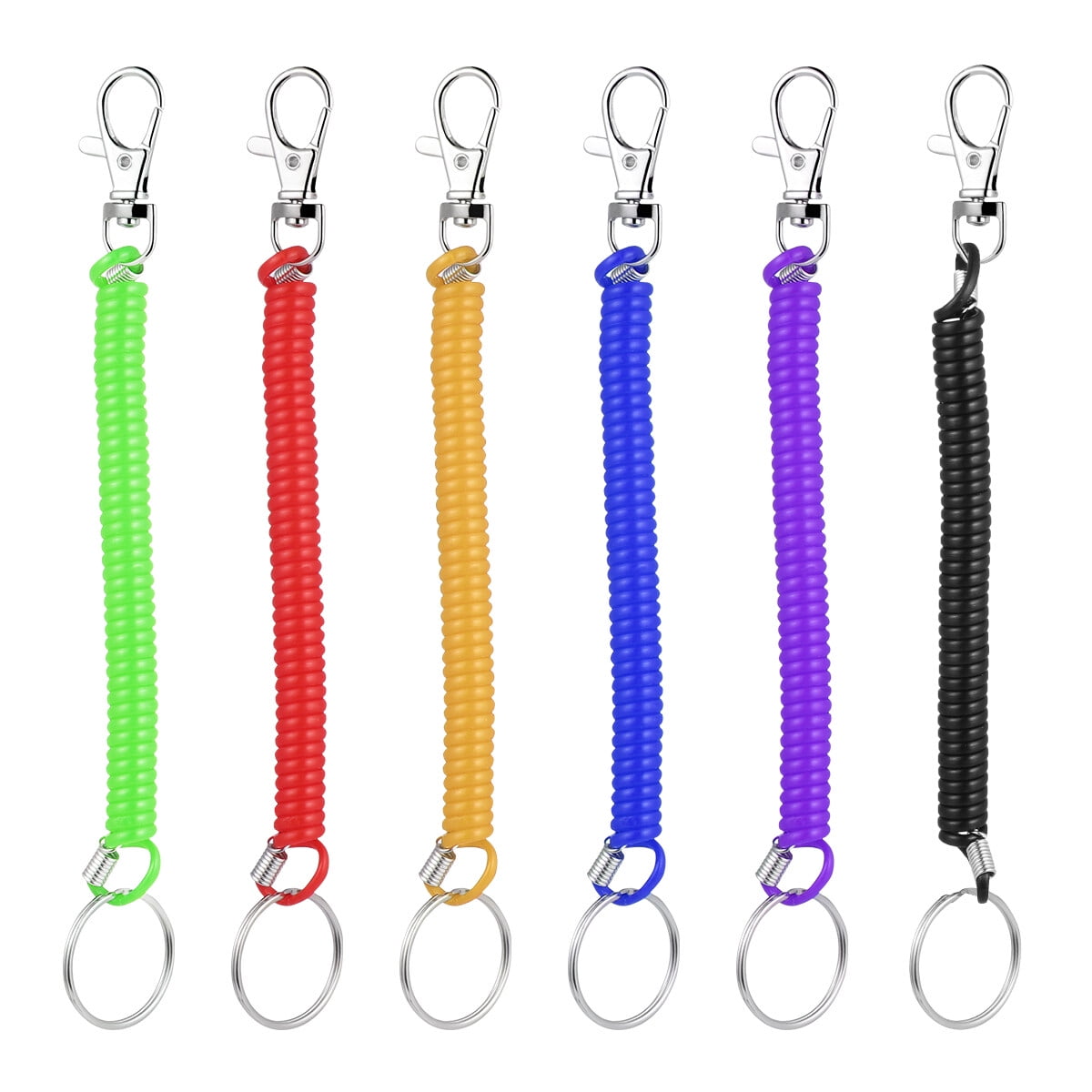 Tinksky 12 Pieces Stretchy Spiral Keyring Colourful Plastic Keychain ...
