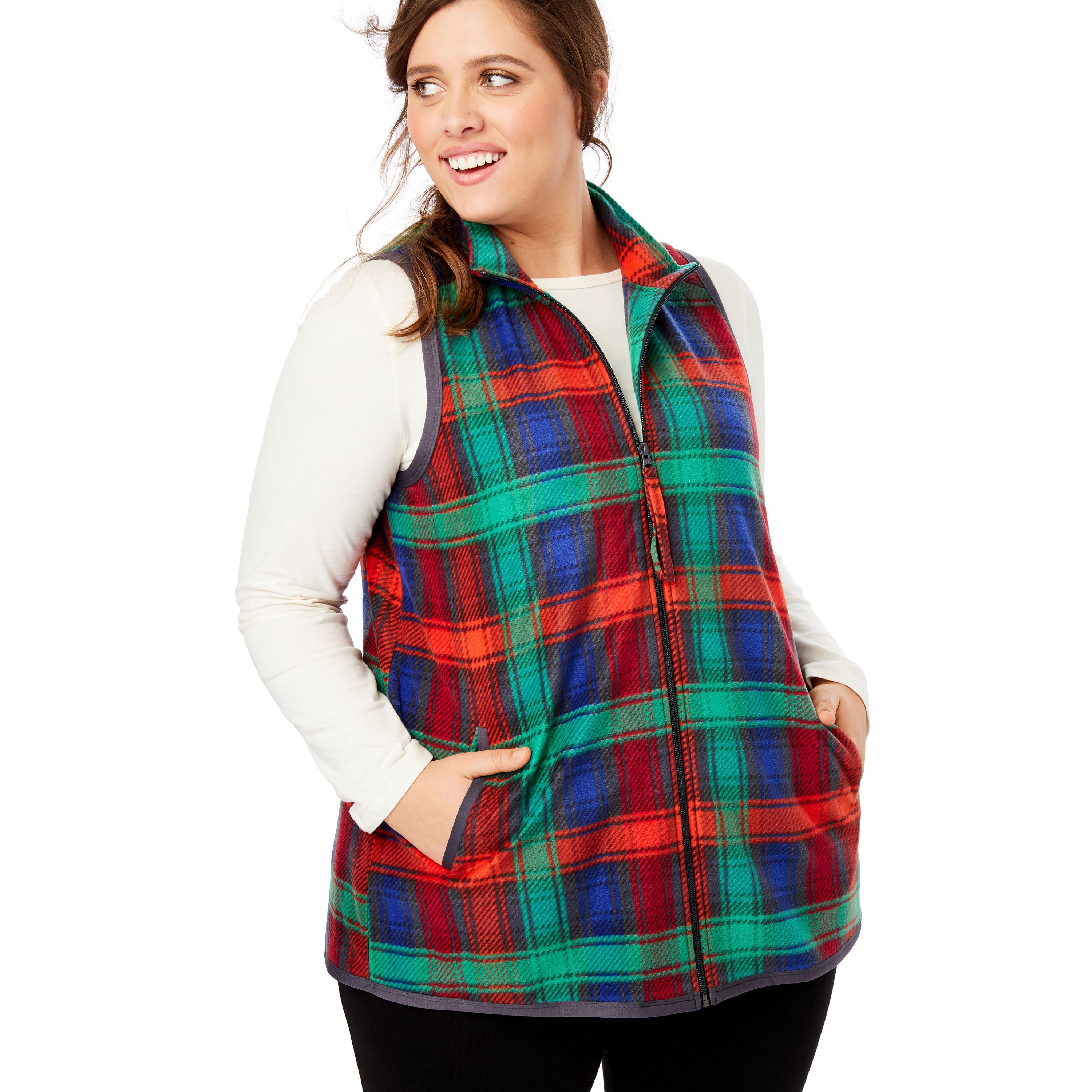 Woman Within Plus Size Zip-front Microfleece Vest - Walmart.com
