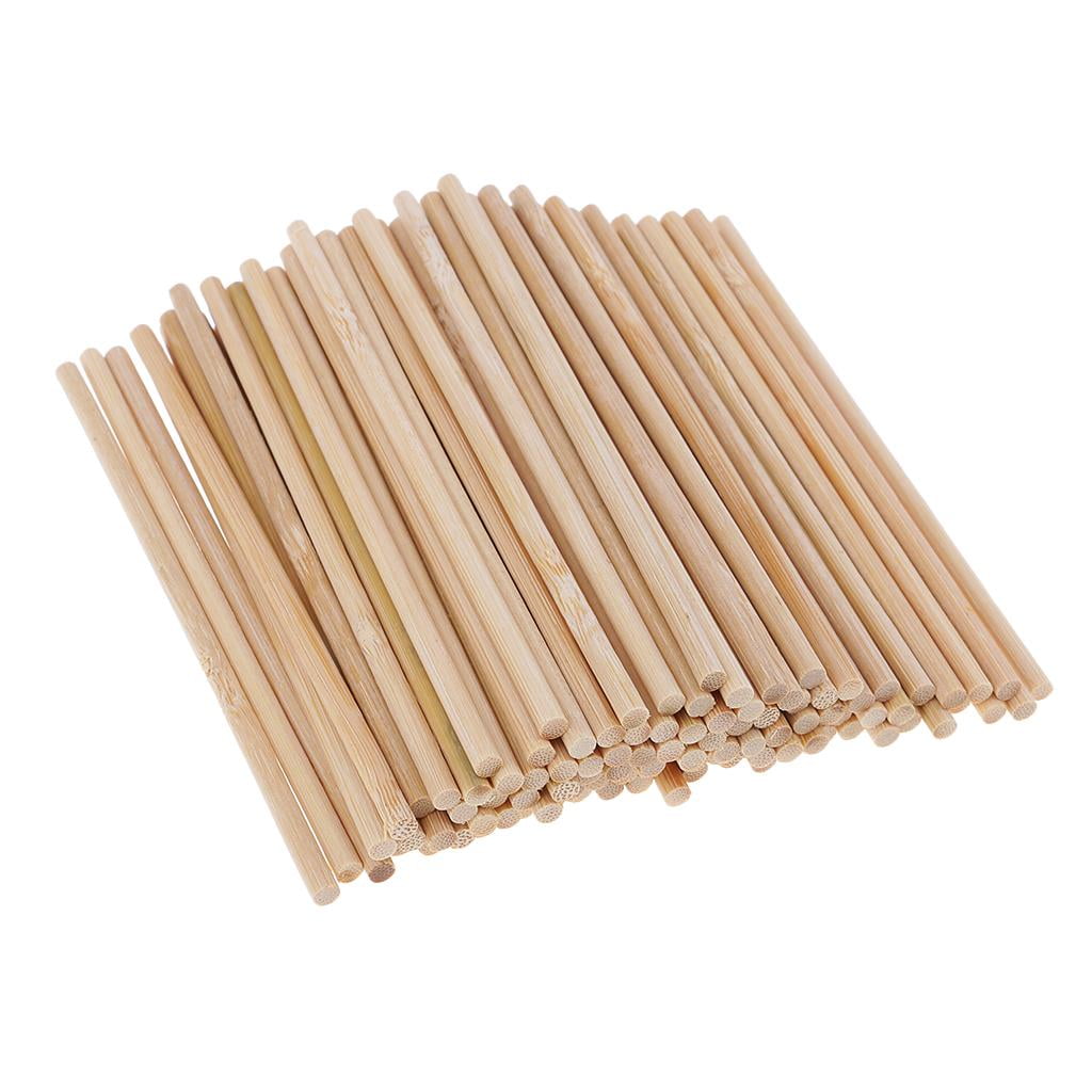 100 Pieces Natural round Unfinished Bamboo Wood Wooden s Dowel Rods for ...