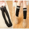 Women Knit Cotton Over The Knee Long Socks Striped Thigh High Stocking