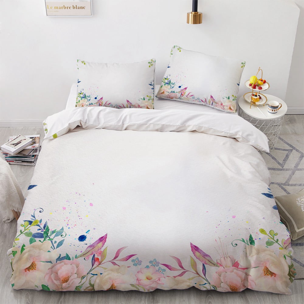 3D Floral Print Flowers Pattern Quilt Cover Set King Size 3-Piece 3D ...