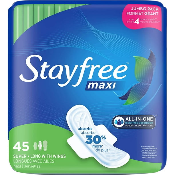 Stayfree Maxi Super Long Pads with Wings For Women, Reliable Protection ...