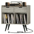 Record Player Table Stand with Storage Drawers, Vinyl Record Table ...