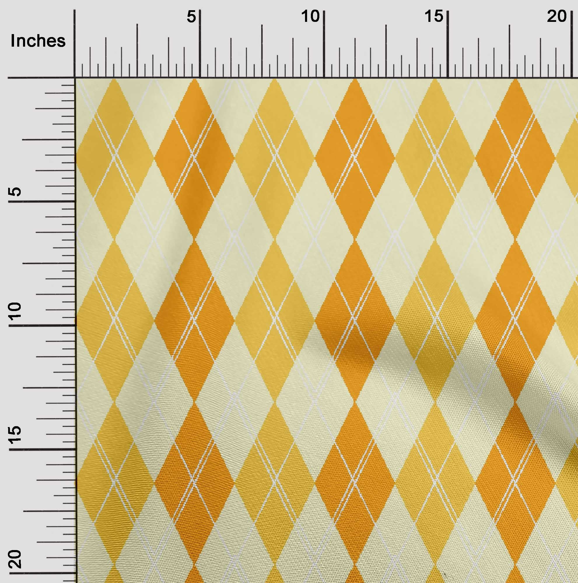 oneOone Georgette Viscose Pale Yellow Fabric Argyle Check Sewing ...