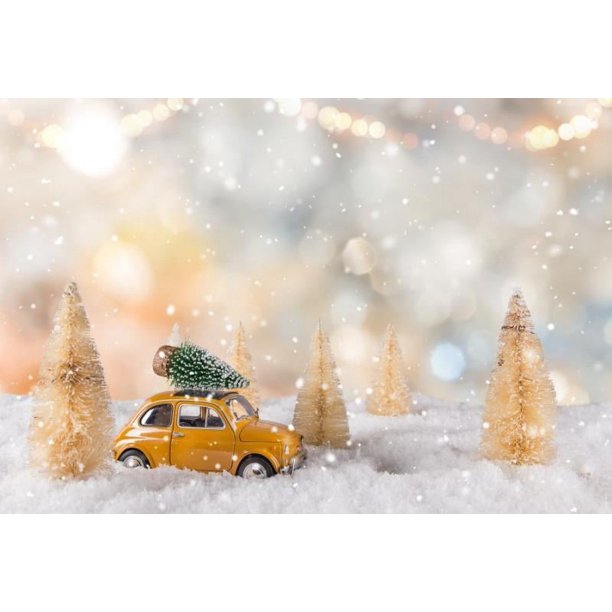 7x5ft Merry Christmas Photography Backdrops Retro Red Car Decoration ...