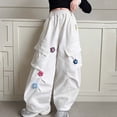 Annhoo Cargo Pants for Girl Boy Fashion Block Color Cute Decor Wide Leg ...