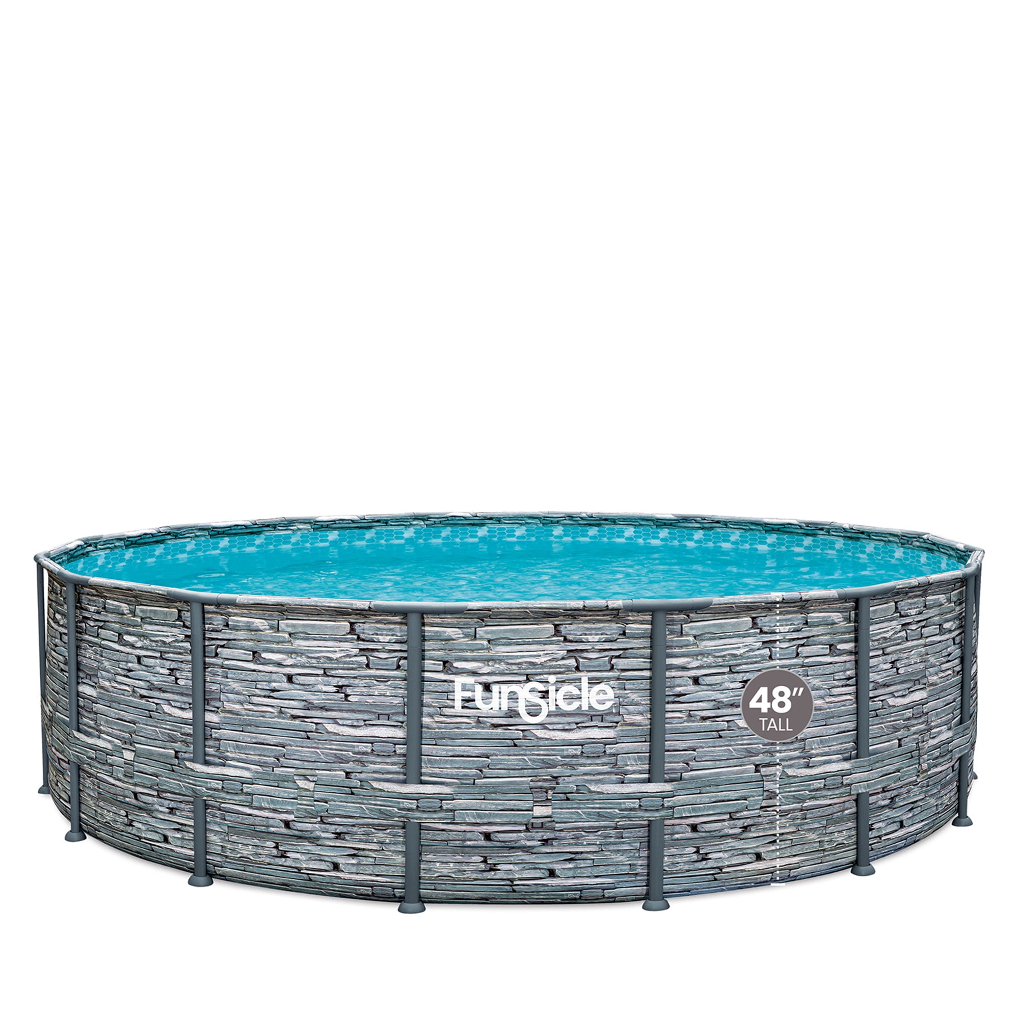 Funsicle 16ft x 48in Round Oasis Designer Above Ground Pool, Stone ...