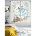 Blue Cartoon Cat Sheer Curtains for Living Room Bedroom Cute Star Train ...