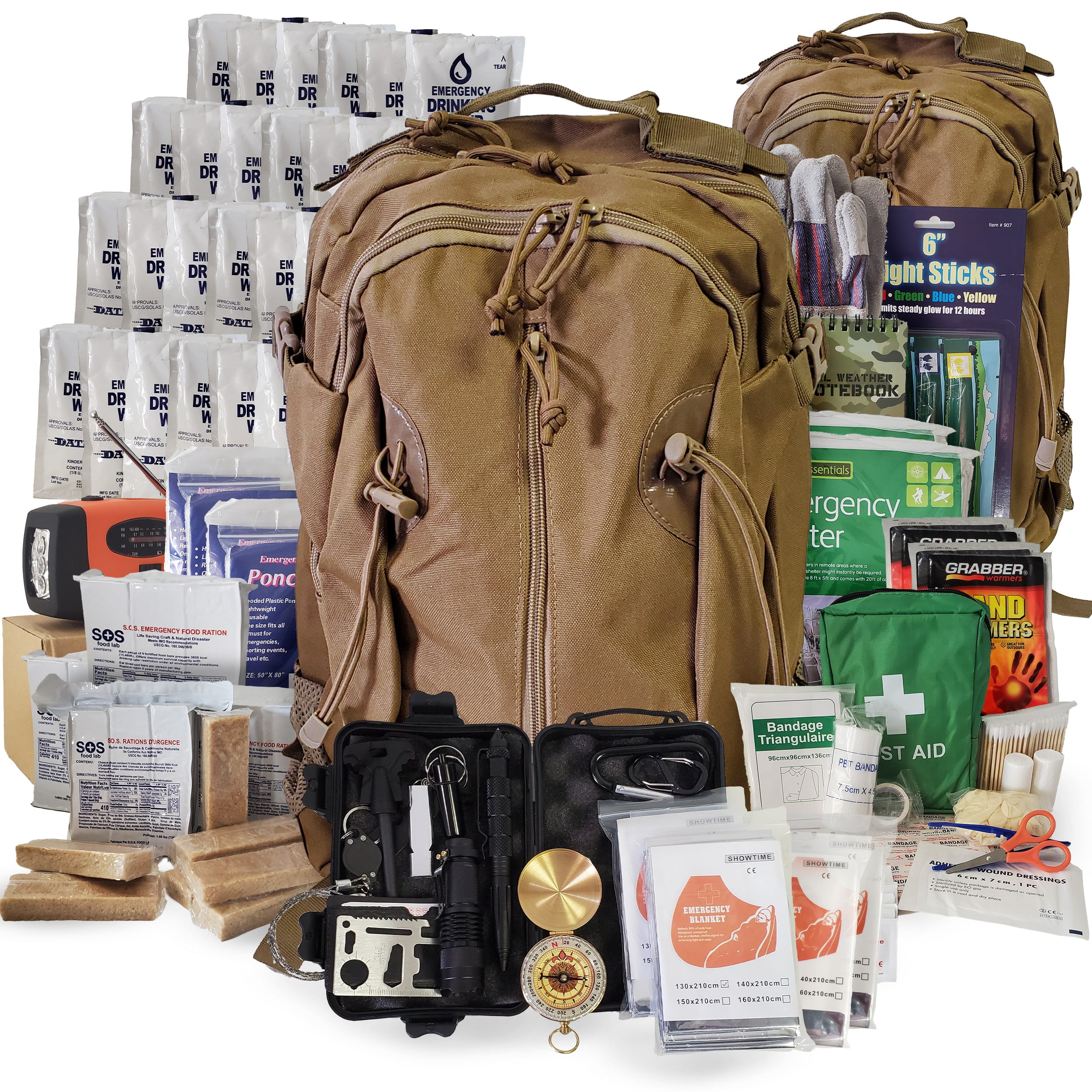4 Person Emergency Kit / Survival Backpack for 72 Hours for Natural ...