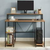 Mainstays 47" Computer Desk with Storage Shelves, Walnut Finish ...