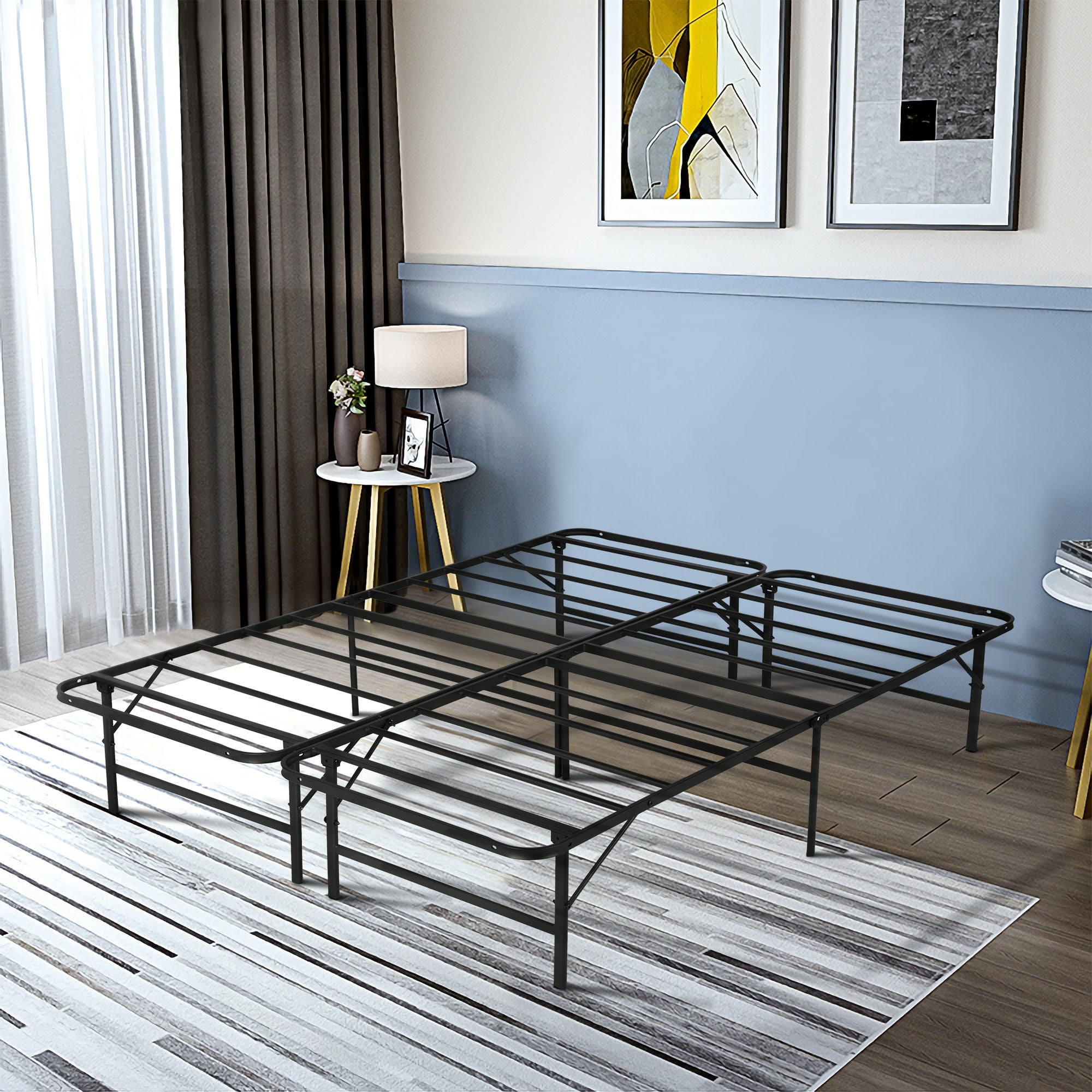 VECELO Foldable Metal Platform Bed Frame, Steel Slat Support/No Box ...