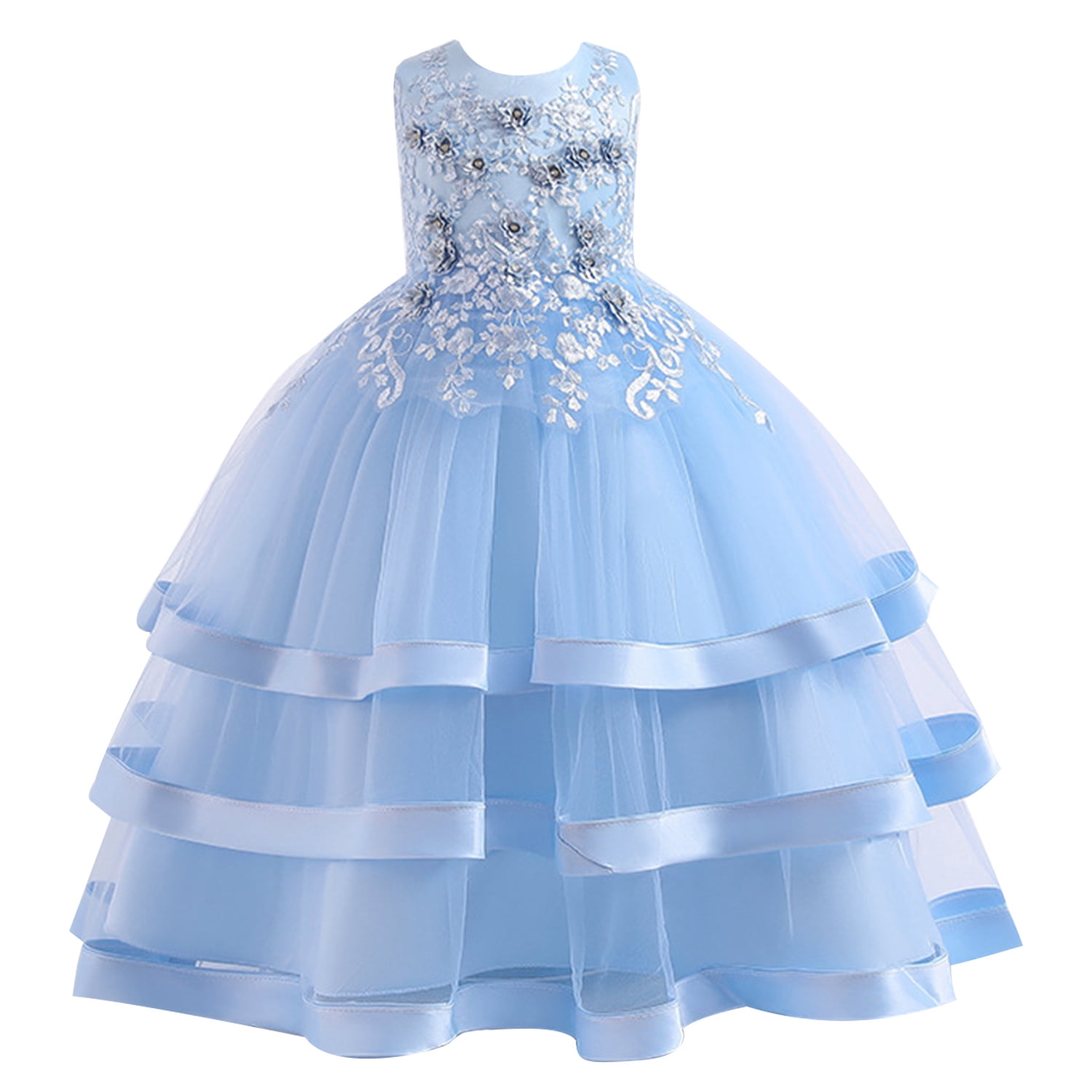 HAWEE Little Big Girl Flower Tulle Dress Princess Pageant Birthday ...