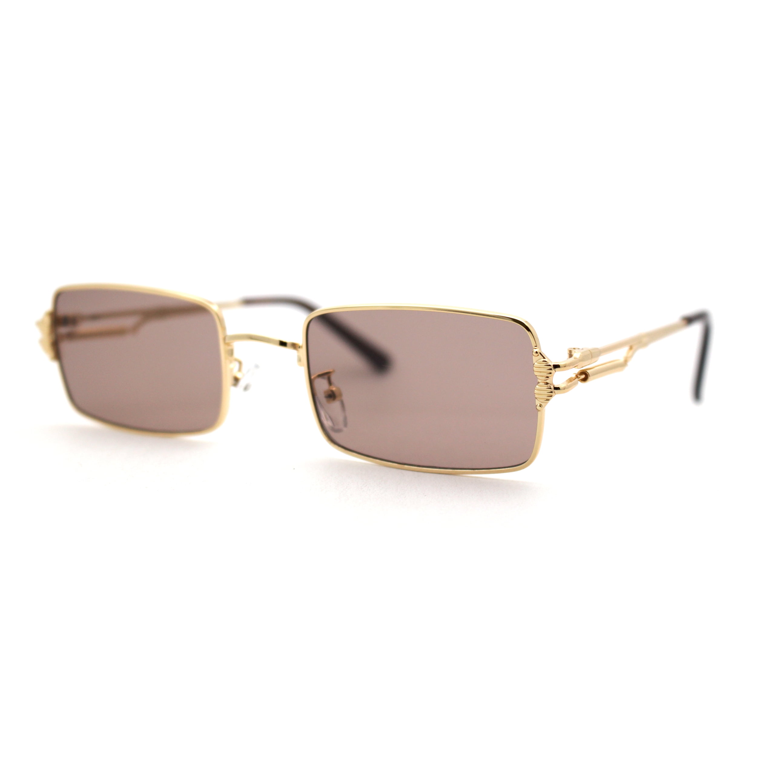 Spring Loaded Hinge Arm Pop Color Rectangle Dad Shade Sunglasses Gold ...