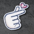 2 Pieces Large Finger Heart Embroidered Iron-On Patches for Backpack ...