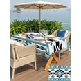 Blue Black Pattern Rectangle Outdoor Tablecloth with Umbrella Hole ...