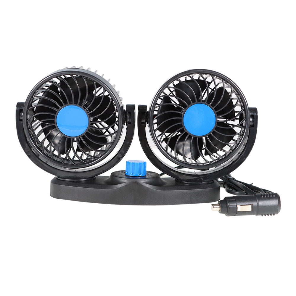 Genrics 12V Dual Head Portable Car Fan Vehicle Truck 360° Rotatable ...