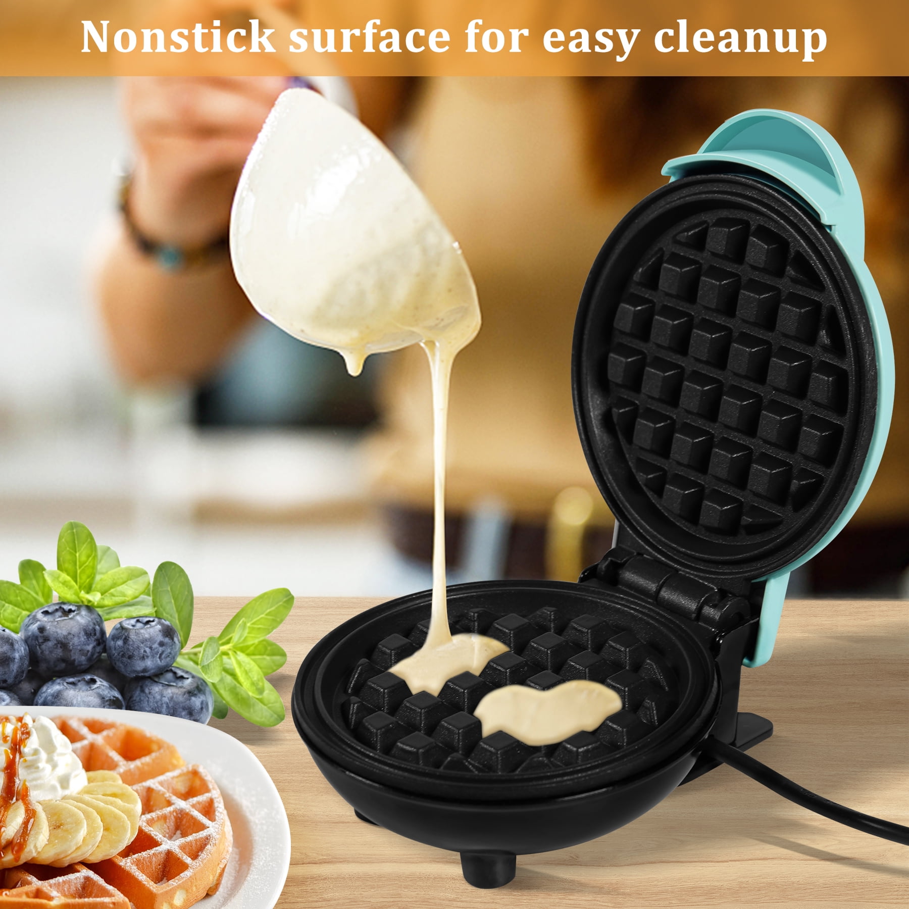 Buy Mini Waffle Maker,Portable Electric Non-Stick Waffle Iron , Round ...