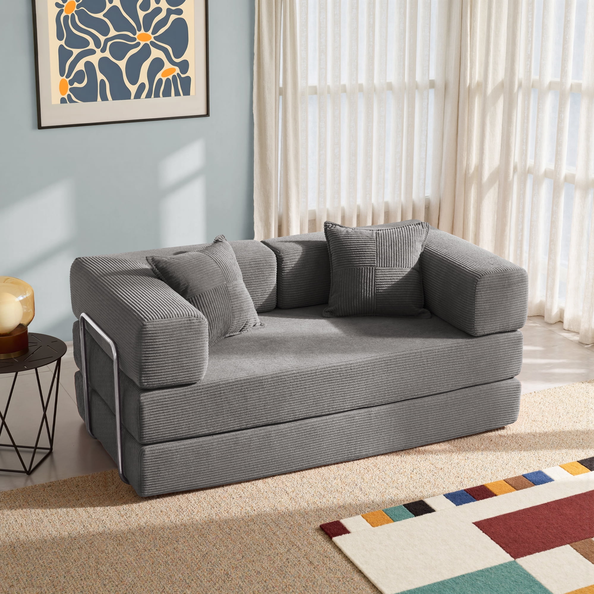 YINIX 62.9" Sofa Couch with Two Pillows, Comfy Modular Convertable Sofa ...