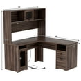 Homieasy 60-Inch L-Shaped Desk with Power Outlet, LED Lights, Drawers ...
