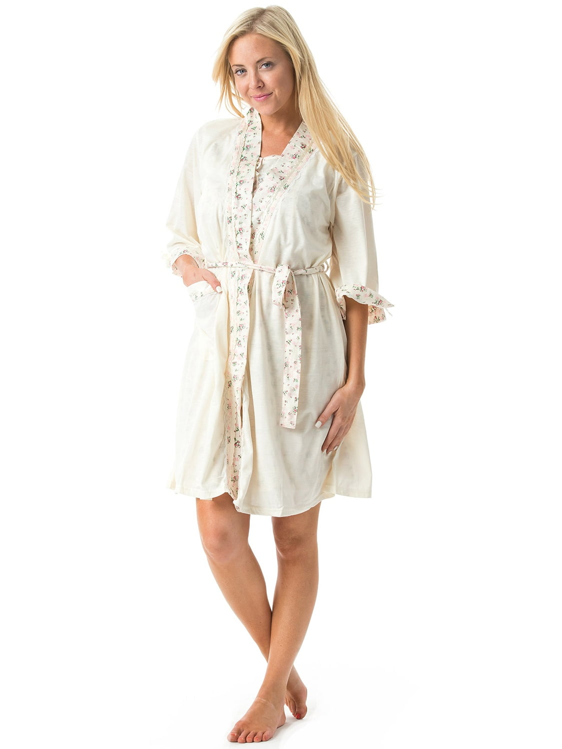Casual Nights Women's Sleepwear 2 Piece Nightgown and Robe Set - Off ...